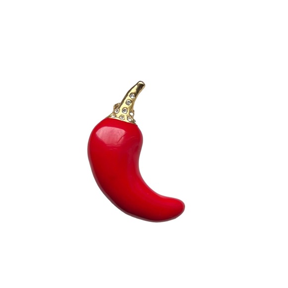 Vintage | Jewelry | Vintage Estate Red Enamel Rhinestone Chili Pepper ...